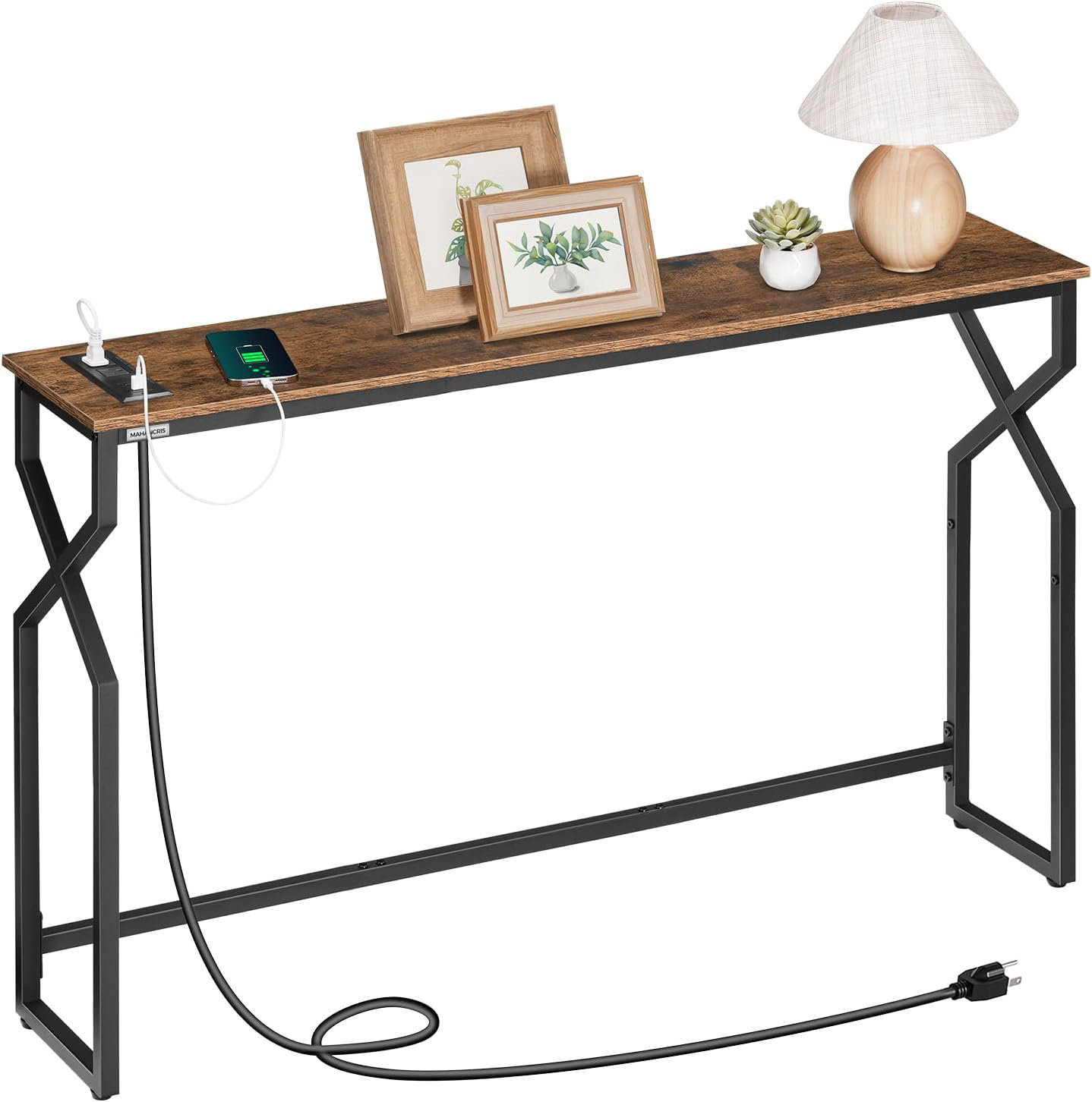 Ebern Designs Treysin 44.9" Sofa Console Table With Power Outlet ...