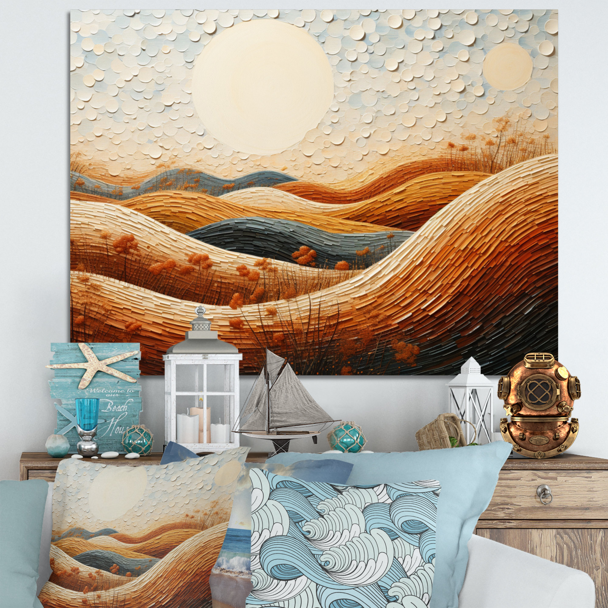 Millwood Pines Beach Dune Dance Pointillism II On Canvas Print | Wayfair