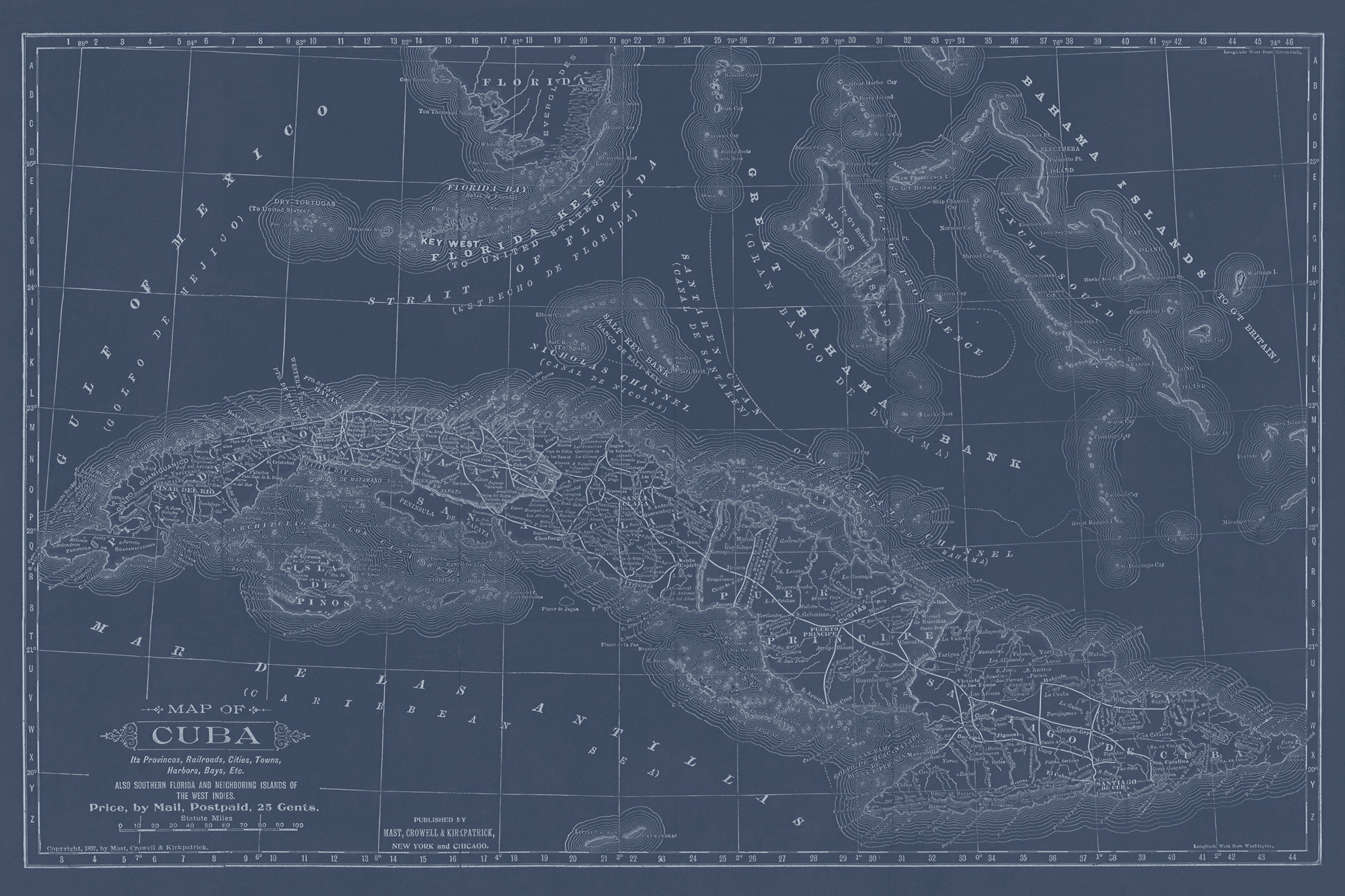 Breakwater Bay Vintage Map of Cuba by Graffitee Studios - Wrapped ...
