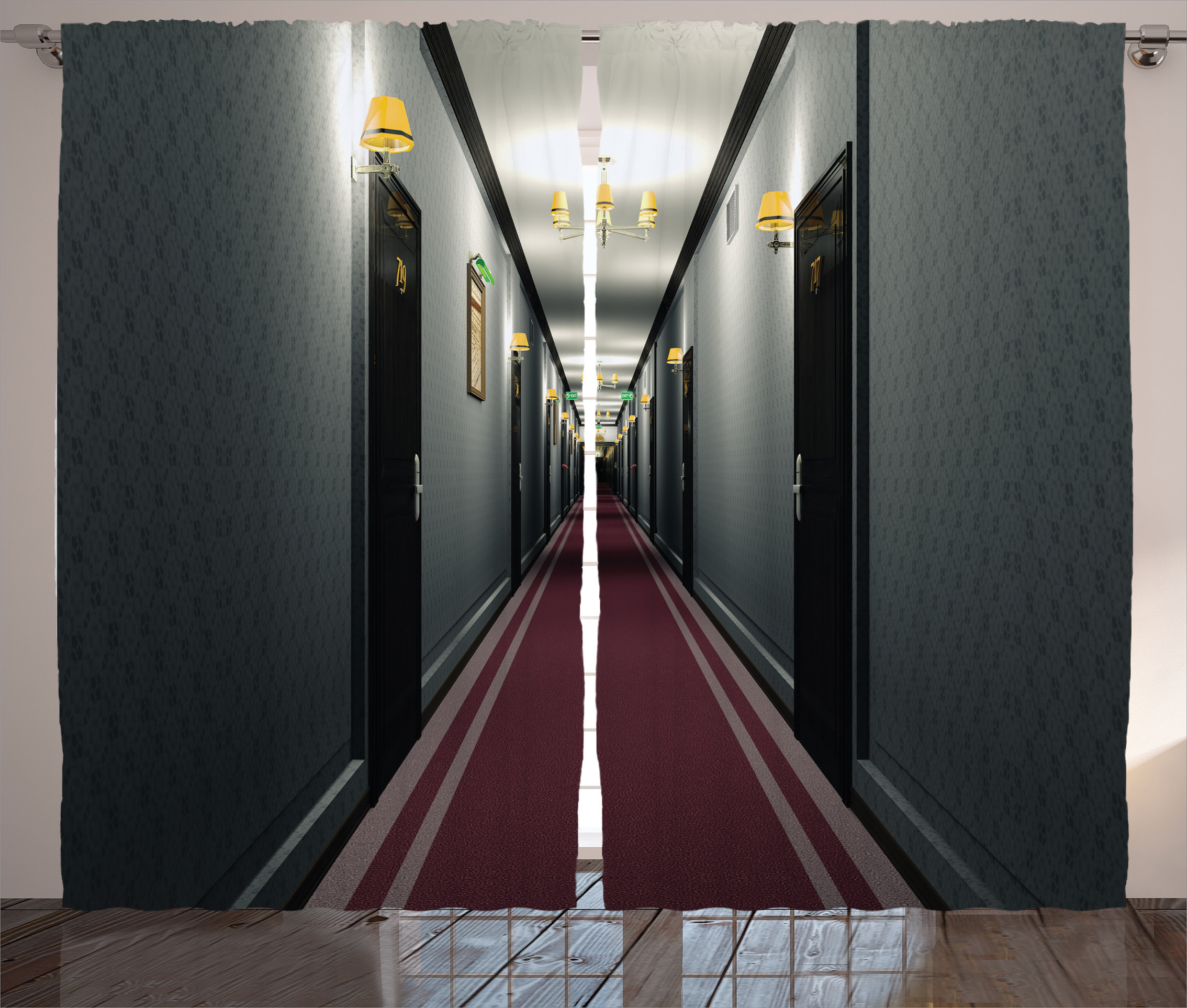 East Urban Home Hotel Corridor Decor Graphic Print Semi-Sheer Rod ...