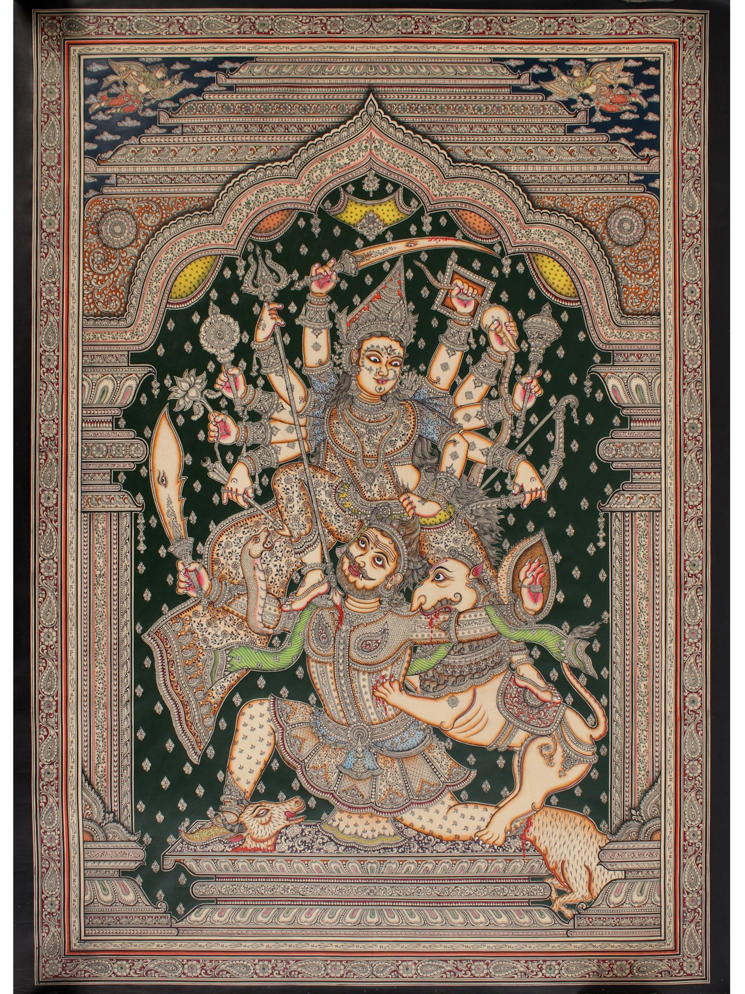 Exotic India Superfine Angry Durga Killing Mahishasura With Lion ...