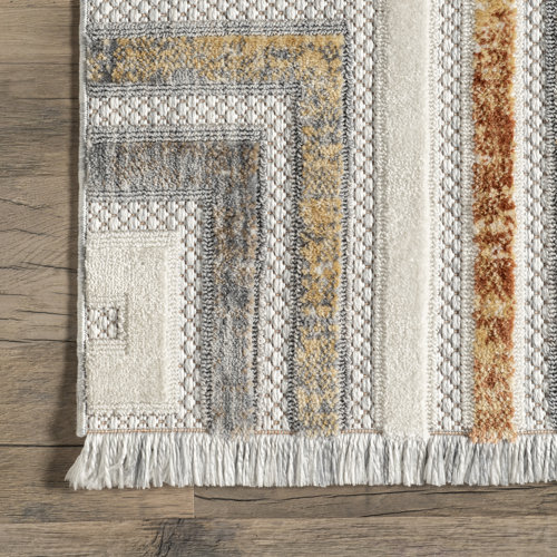 George Oliver Marguerite Geometric Patterned Fringe Area Rug | Wayfair