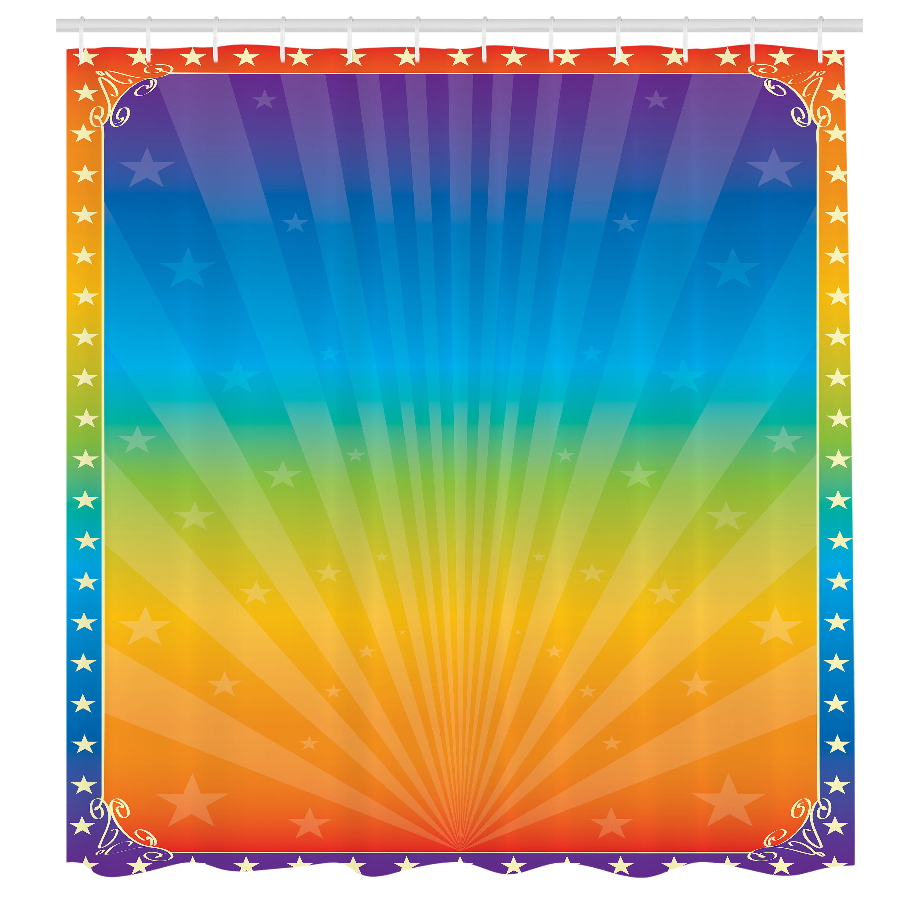 East Urban Home Circus Shower Curtain Retro Rainbow Colored Frame ...