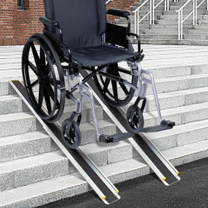 FDFK 7ft Wheelchair Ramp For Steps, 3 To 7 Ft Adjustable Aluminum Ramp ...