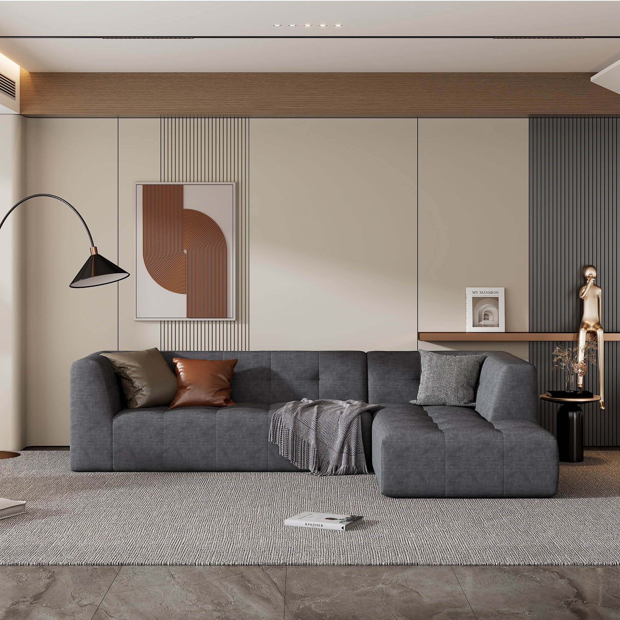 Latitude Run® L Shaped Sectional Couch Frameless Fabric Sofa Couch ...