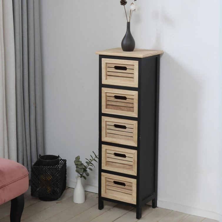 17 Stories Ribal 5 Drawer Black and Oak | Wayfair.co.uk