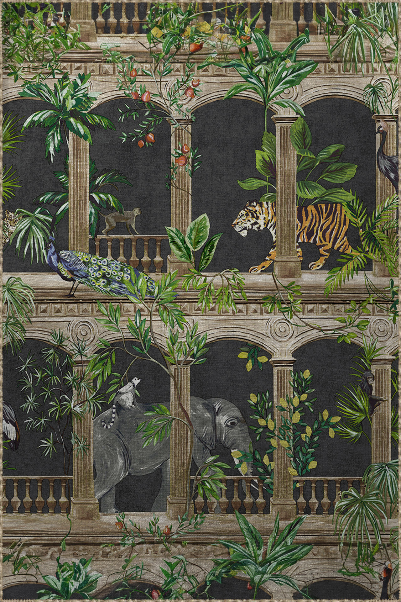 Dakota Fields Multi-Colored Zoo Concept Tiger, Elephant, and Vine ...