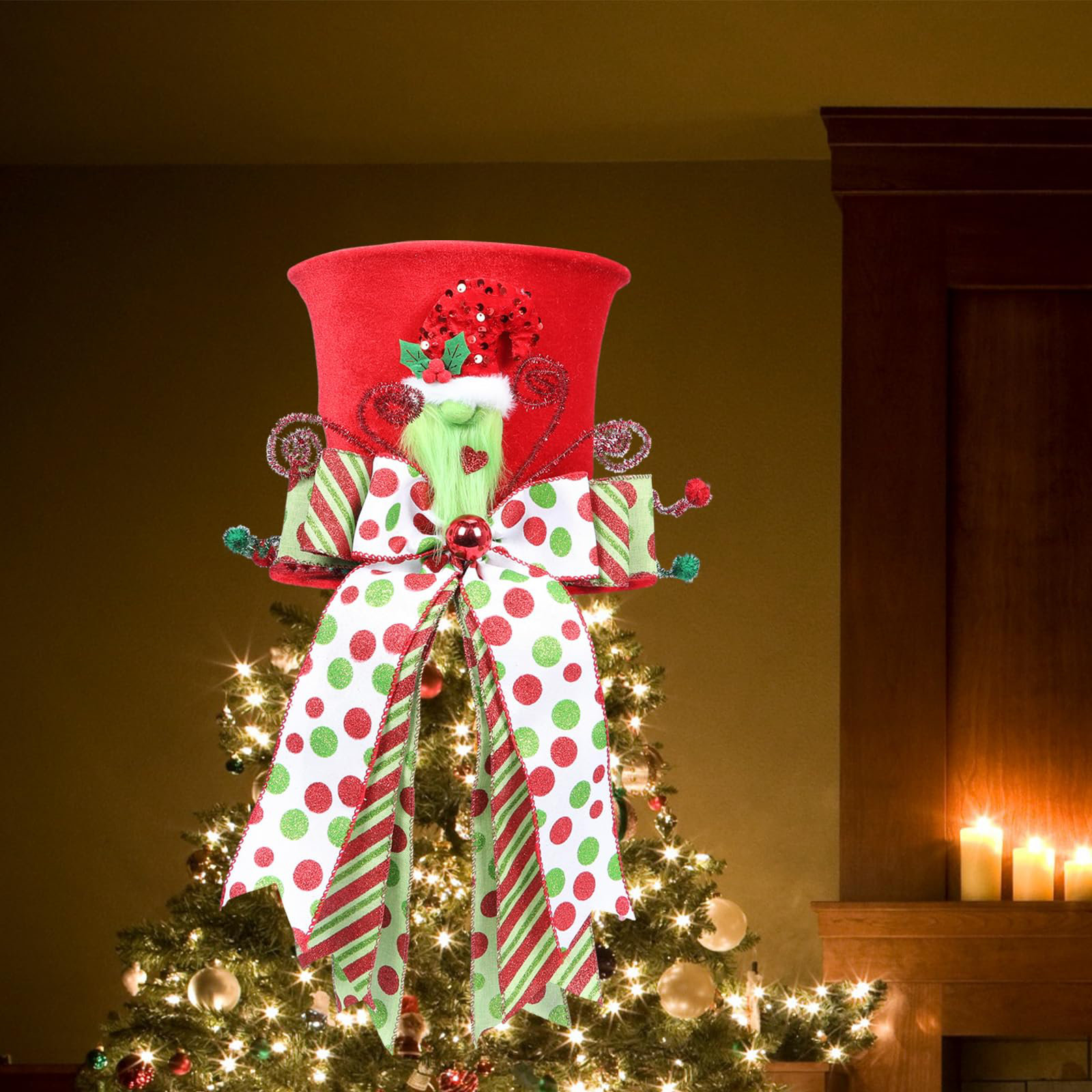 The Holiday Aisle® Christmas Tree Topper - Large Red Gnome Tree Topper ...