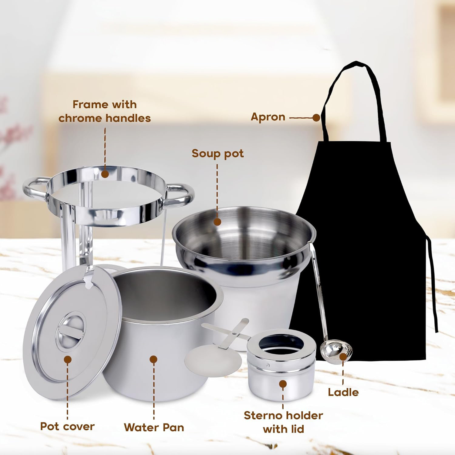 Umedas 11 QT Soup Chafer Station with Contemporary Marmite Water Pan ...