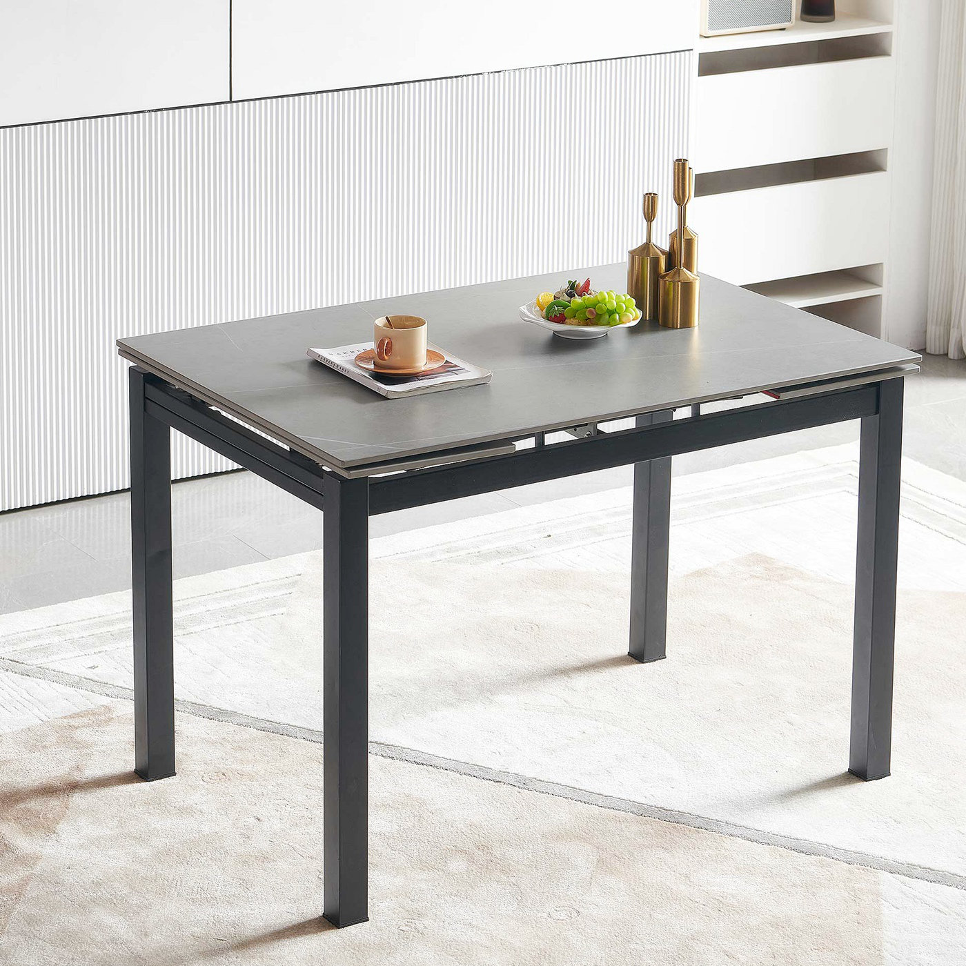 Latitude Run® Ceramic Modern Rectangular Expandable Dining Room Table ...