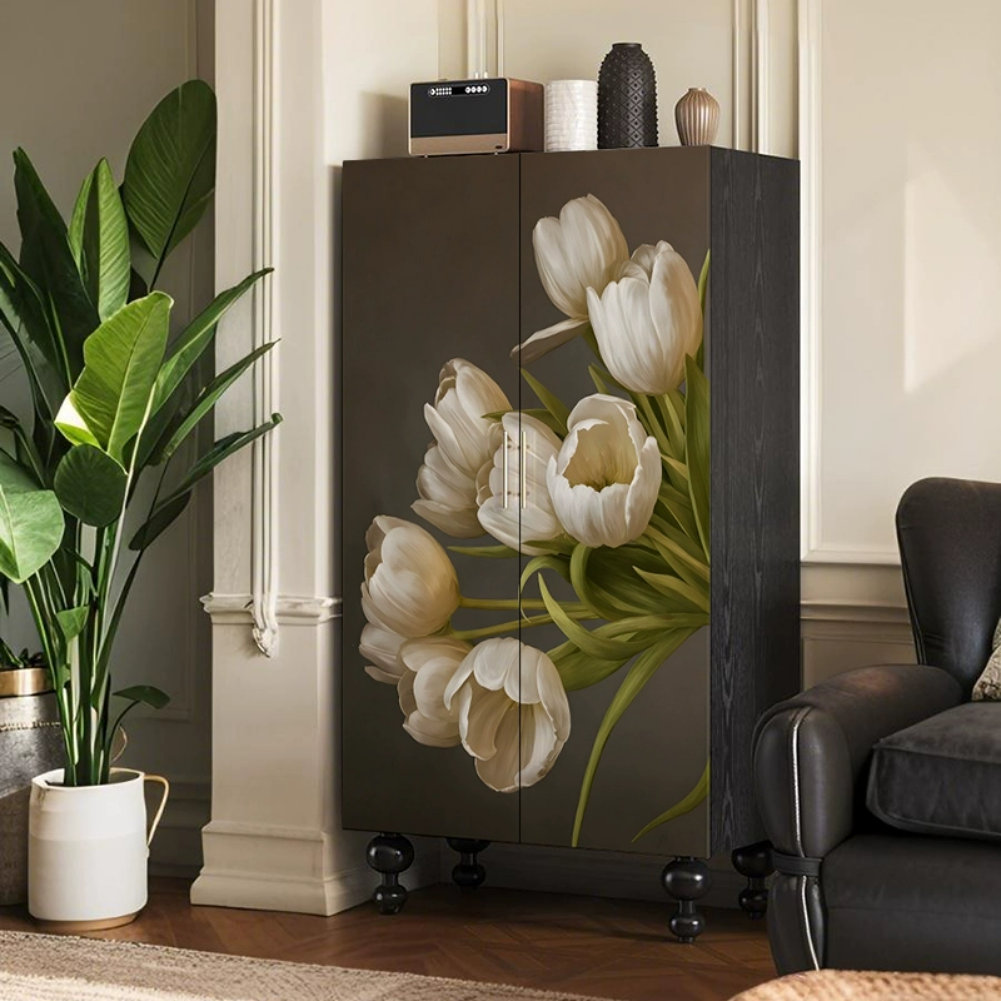 Red Barrel Studio® French Retro Design Black Wardrobe | Wayfair