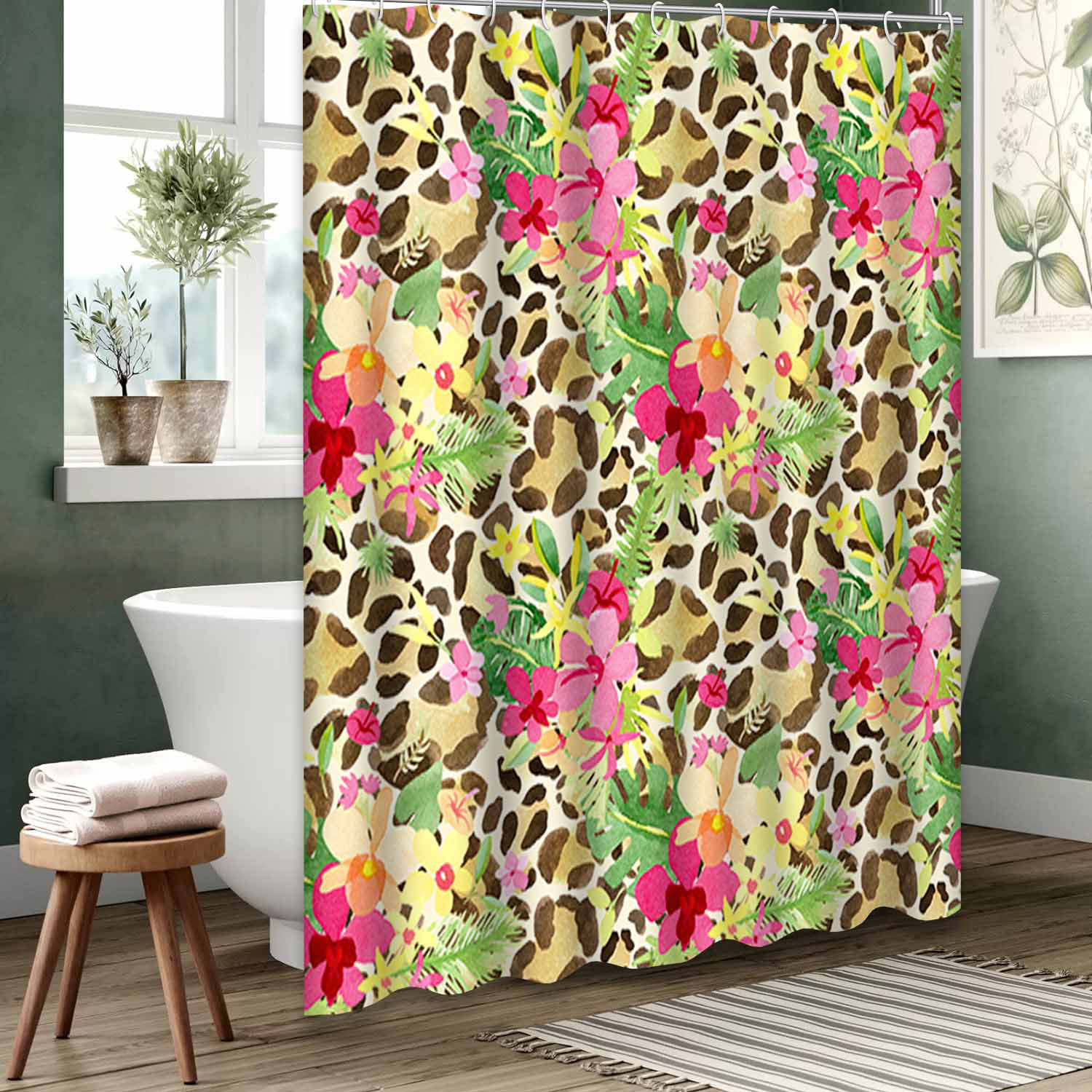 East Urban Home Waterproof Shower Curtain,Watercolor Seamless with ...