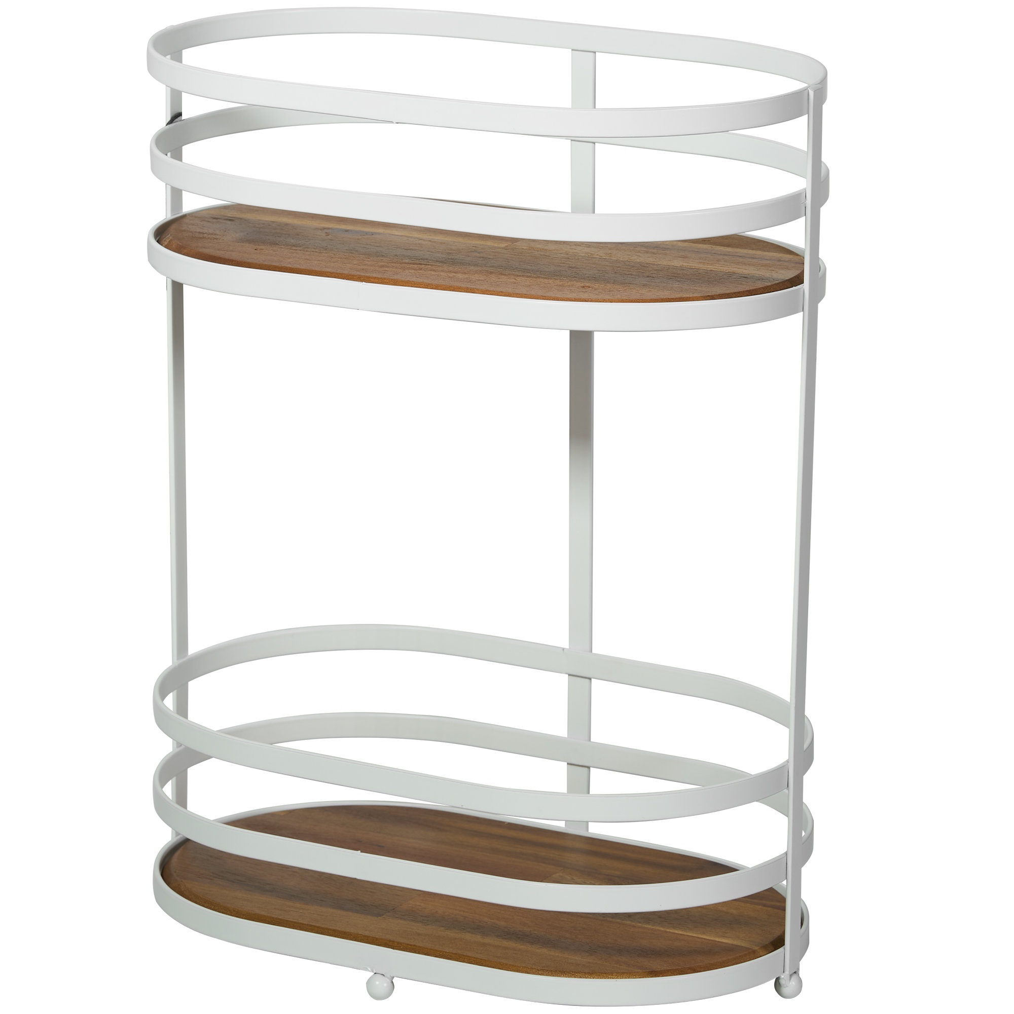 Ebern Designs 2-Tier Oval Countertop Caddy with Acacia Wood Accents in ...