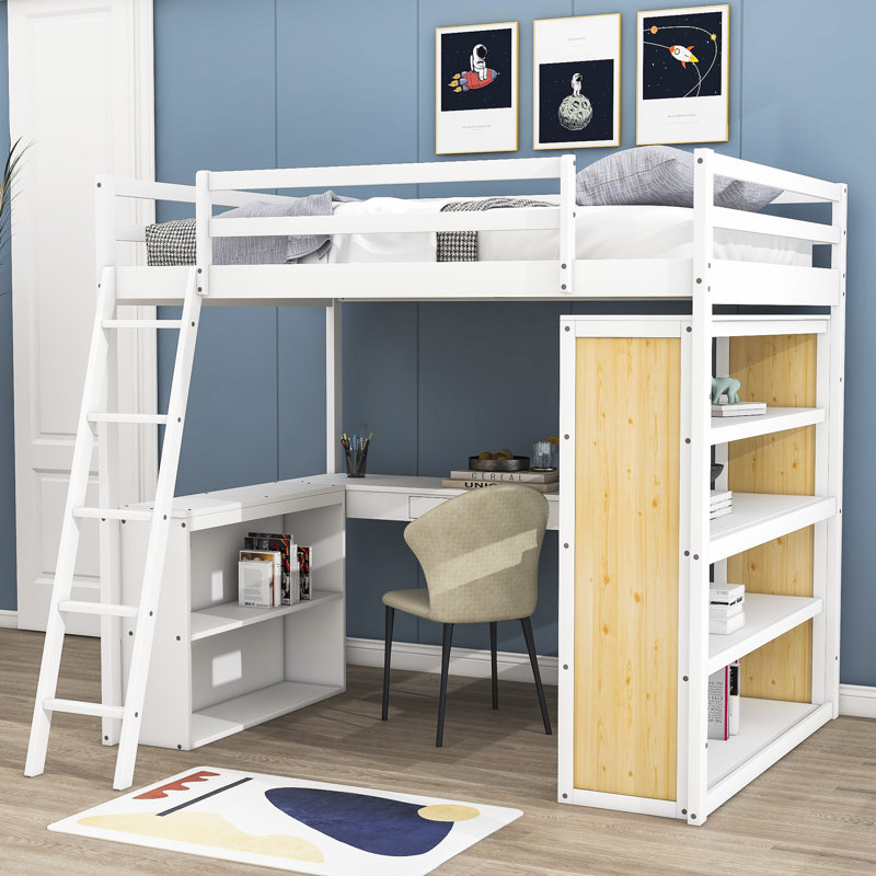 Harriet Bee Hadees Full Platforms Loft Bed with Built-in-Desk by ...