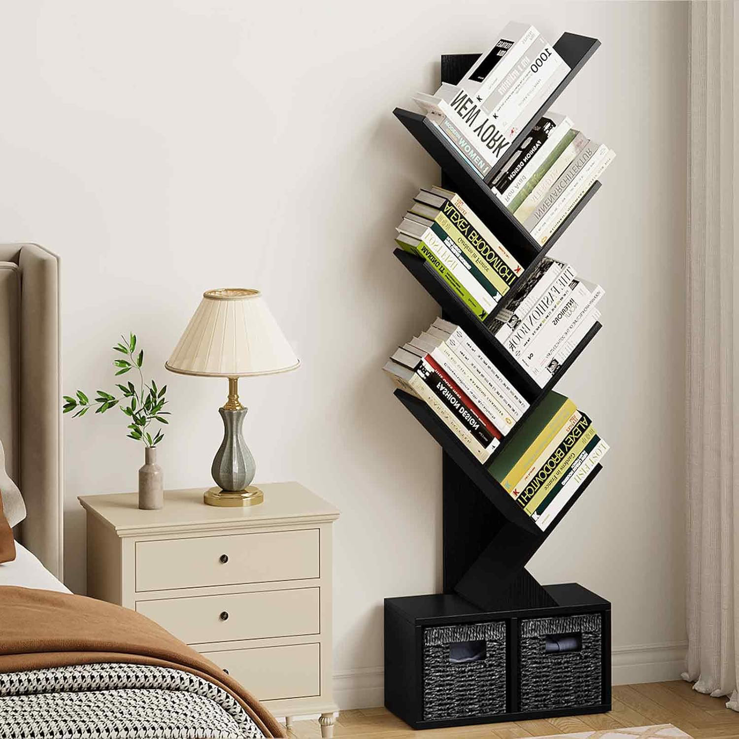 Latitude Run® 6 Tier Tree Bookshelf - Modern Shelf Floor Standing ...