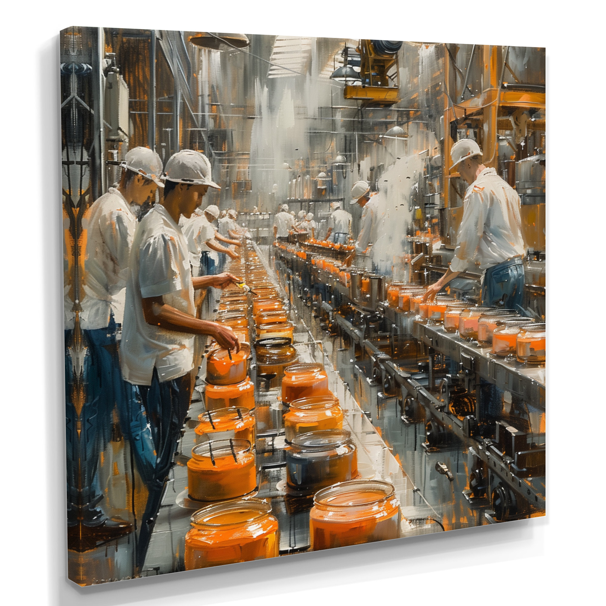 Winston Porter Orange White Assembly Line Factories I - Factories Wall ...