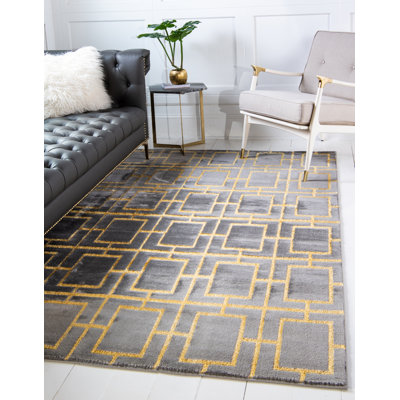 MarilynMonroe Glam Geometric Gray/Gold Area Rug & Reviews | Wayfair