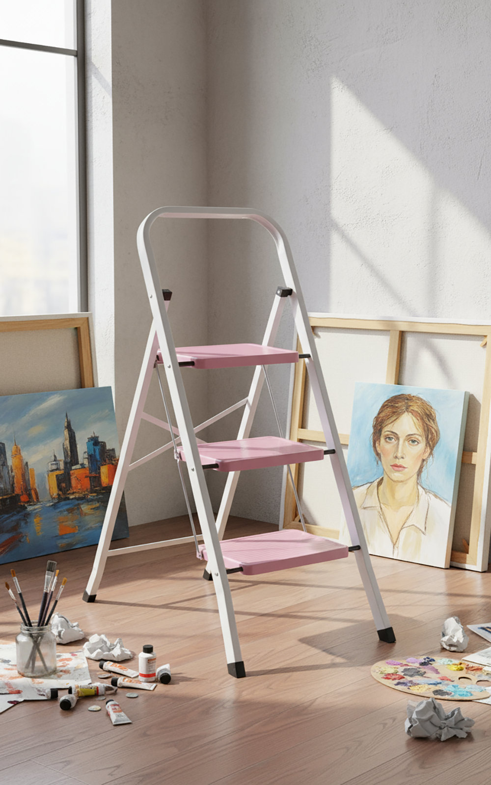 WFX Utility™ This Lightweight, Foldable Three-Step Ladder Stool In Pink ...