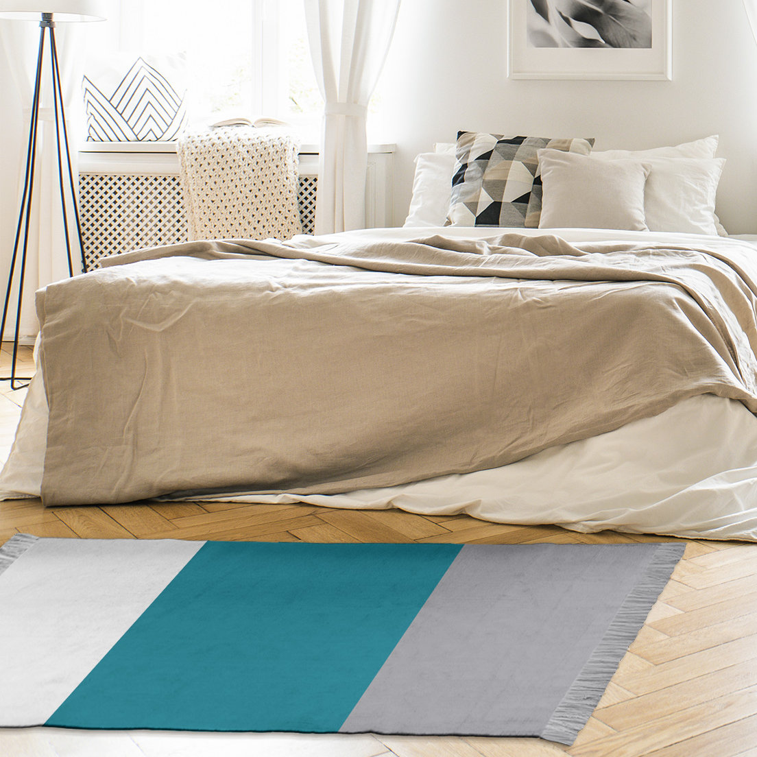 East Urban Home Teal/Gray Rug | Wayfair