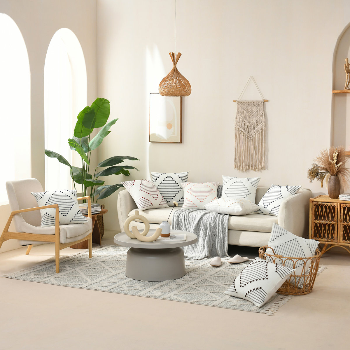 NordECO HOME Boho Pillow Covers Boho Farmhouse Decorative Accent Woven ...