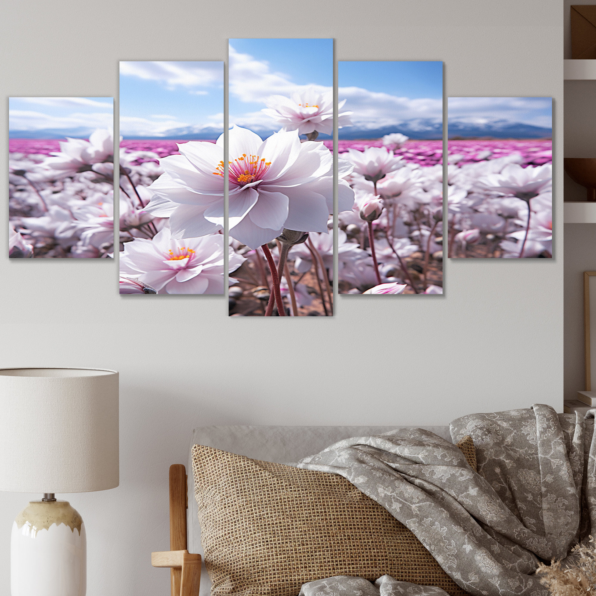 Latitude Run® Flower Field Jade Enchantment I - Floral Metal Wall Art ...