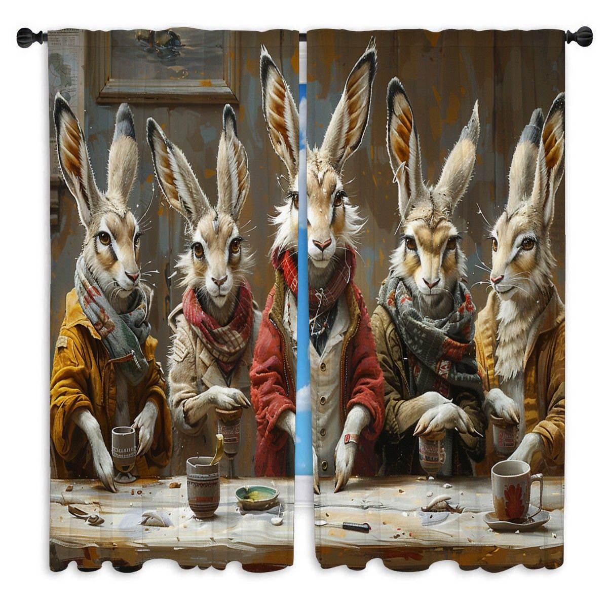 VisionDecor Rabbits crafting Sheer Window Curtains - 2 Panels | Wayfair