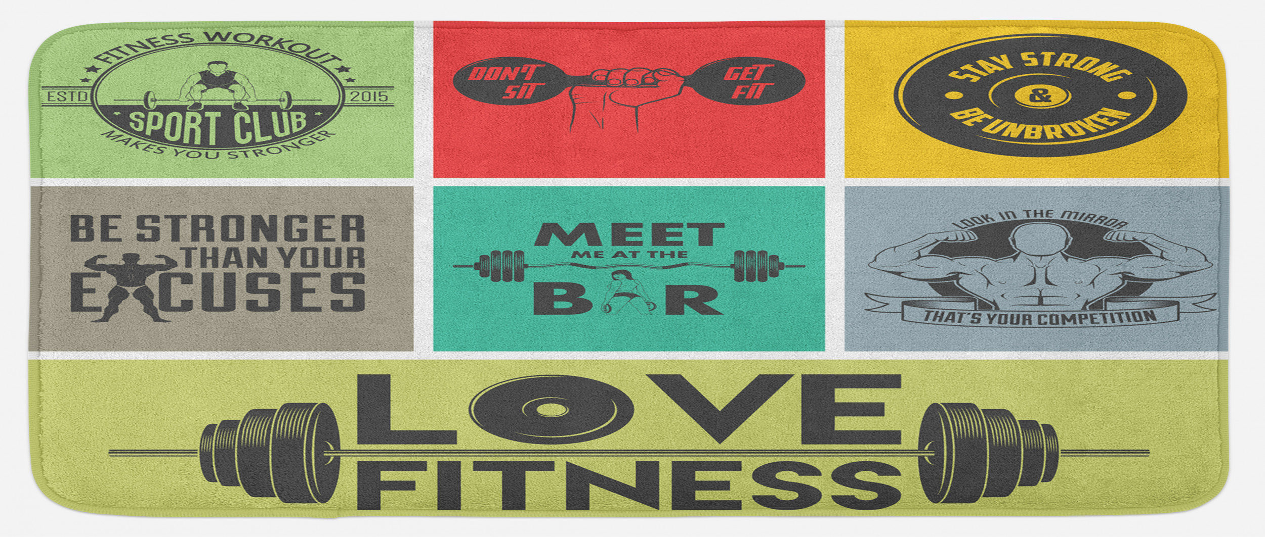 East Urban Home Various Motivational Words In Colorful Frames Get Fit ...