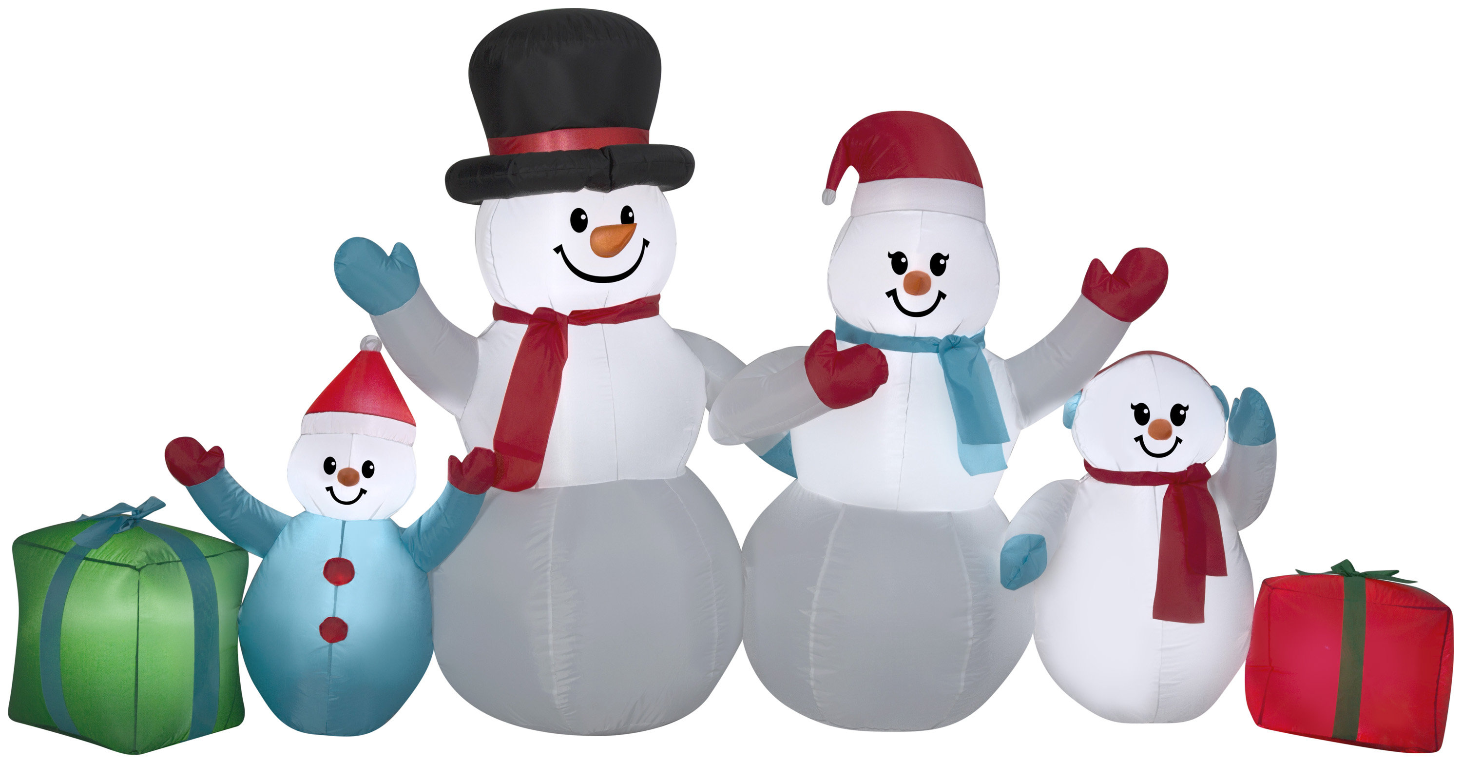 Gemmy Industries Christmas Inflatable Snowman Family Scene with Gifts ...