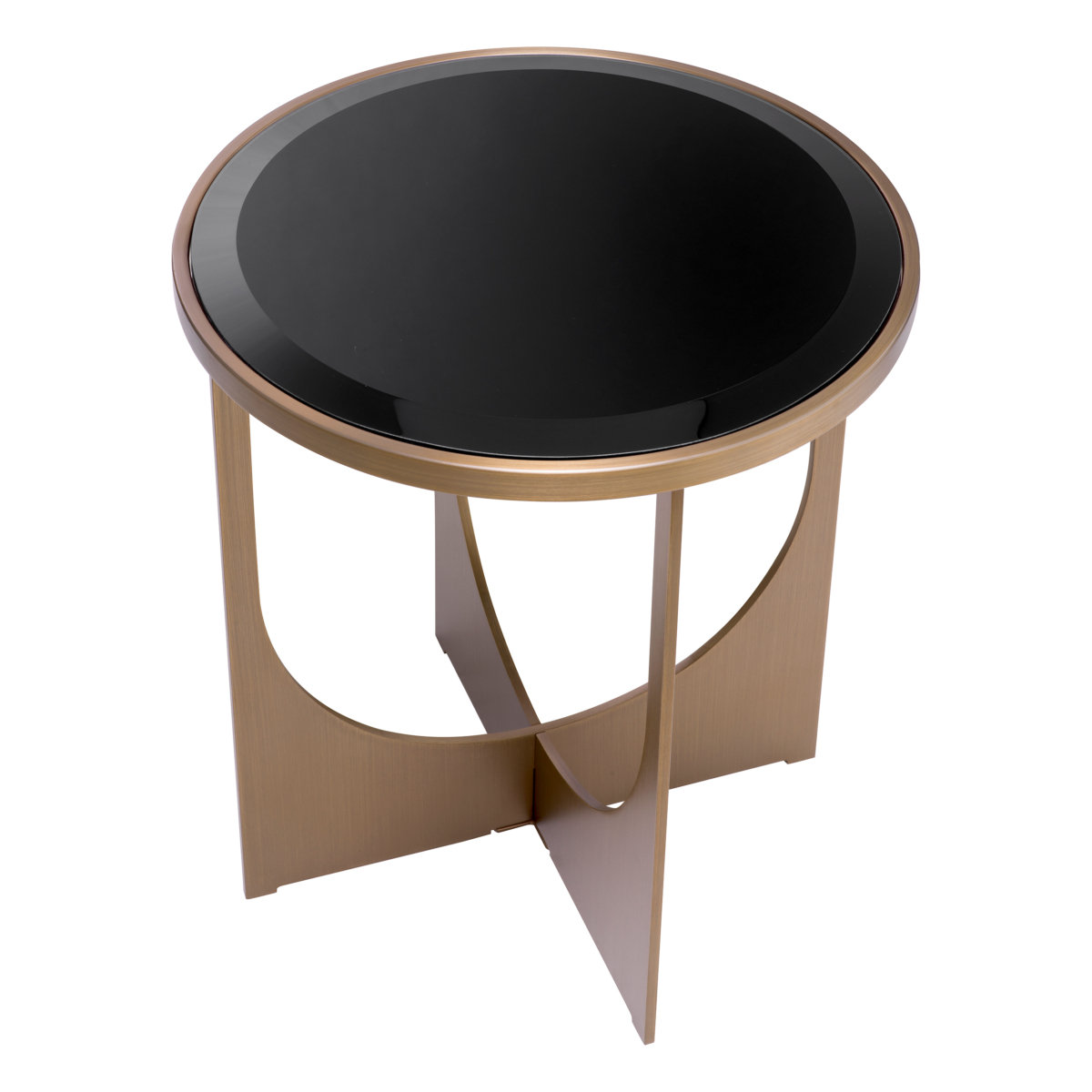 Eichholtz USA Side Table Elegance Brushed Brass Finish - Black Glass Top | Perigold