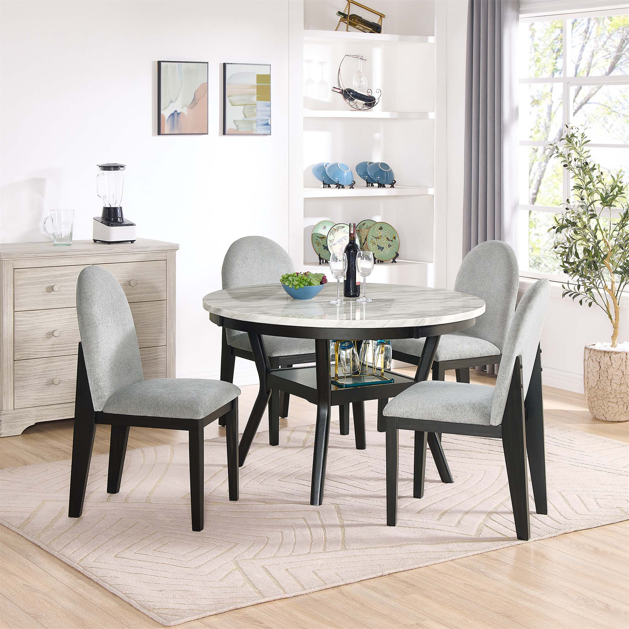 Latitude Run® Voske 5 Piece Dining Table And Chair Set, Round Dining ...