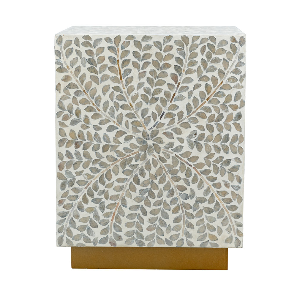 Ebern Designs Djavan Capiz Shell Square End Table with Pedestal Base ...