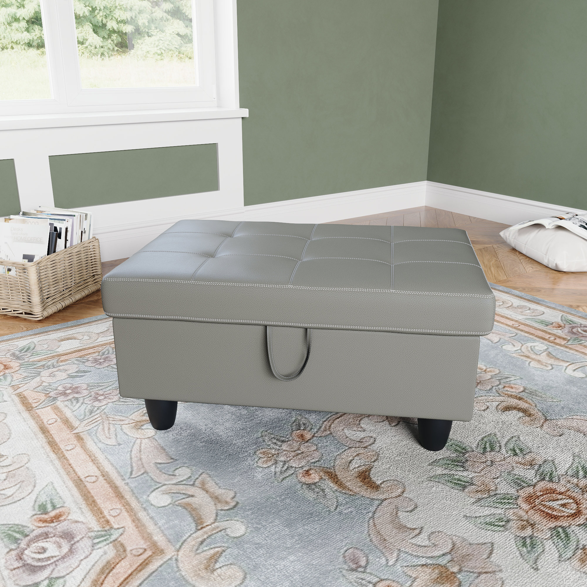 Latitude Run® Terrion 35''Wide Faux Leather Rectangle Solid Colour ...