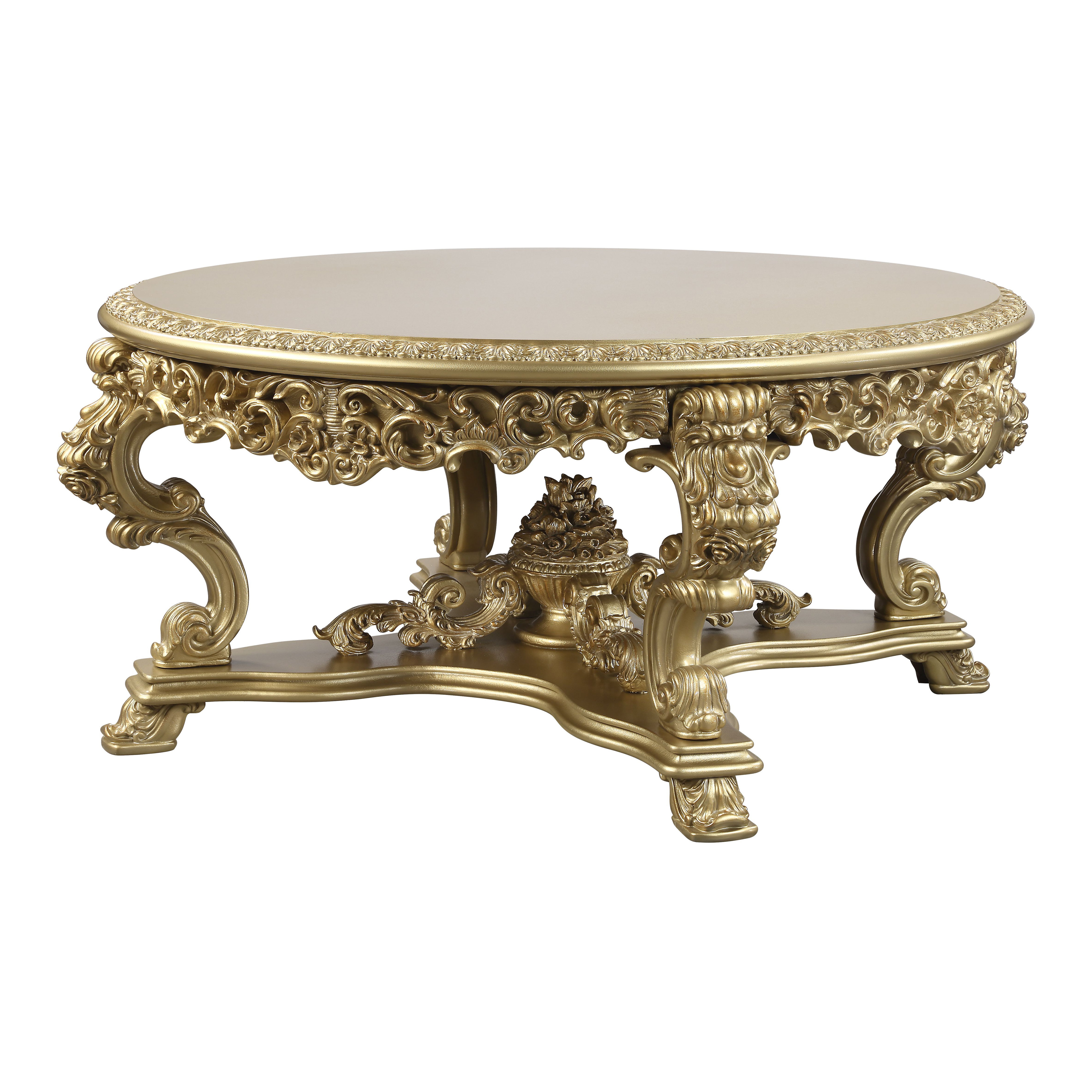 A&J Homes Studio Jeramee Traditional Mould Carving Round Dining Table ...