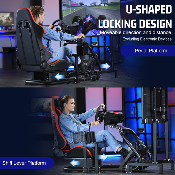 Anman Sim Racing Cockpit TV Stand & Seat Fit Logitech G920 Thrustmaster ...