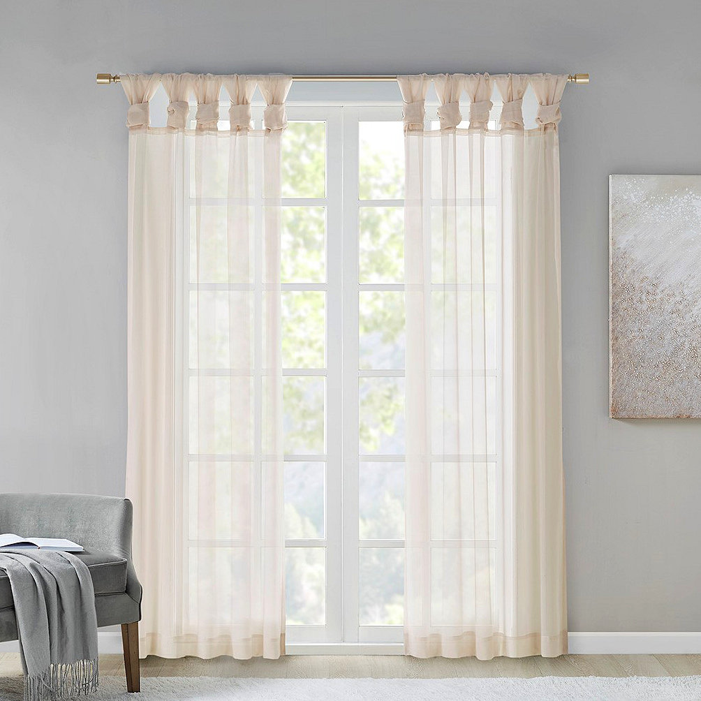 Latitude Run® Twisted Tab Voile Sheer Window Pair | Wayfair