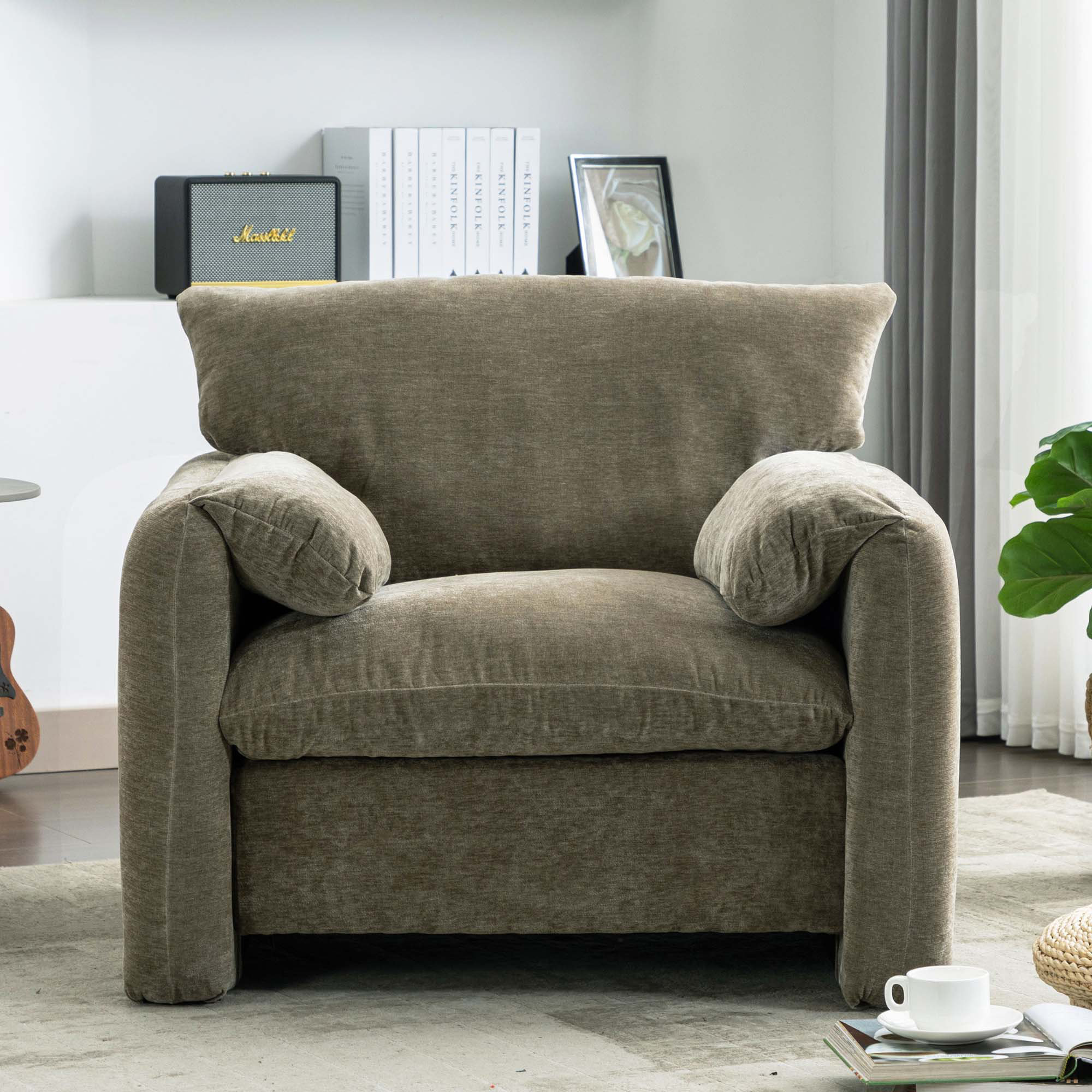 Latitude Run® Randene Modern Style Chenille Oversized Armchair Accent ...