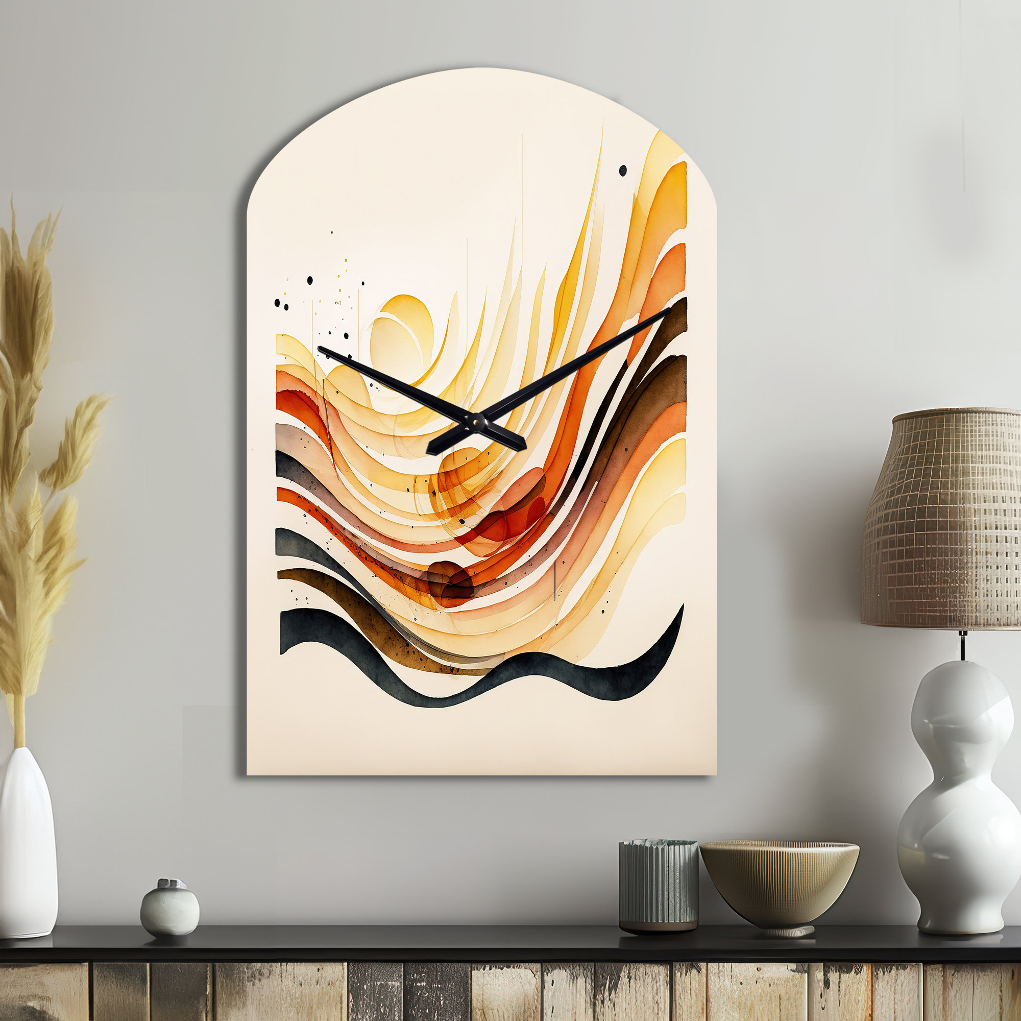 Design Art Burnt Orange Waves Abstract IV - Minimalism Asymmetrical ...