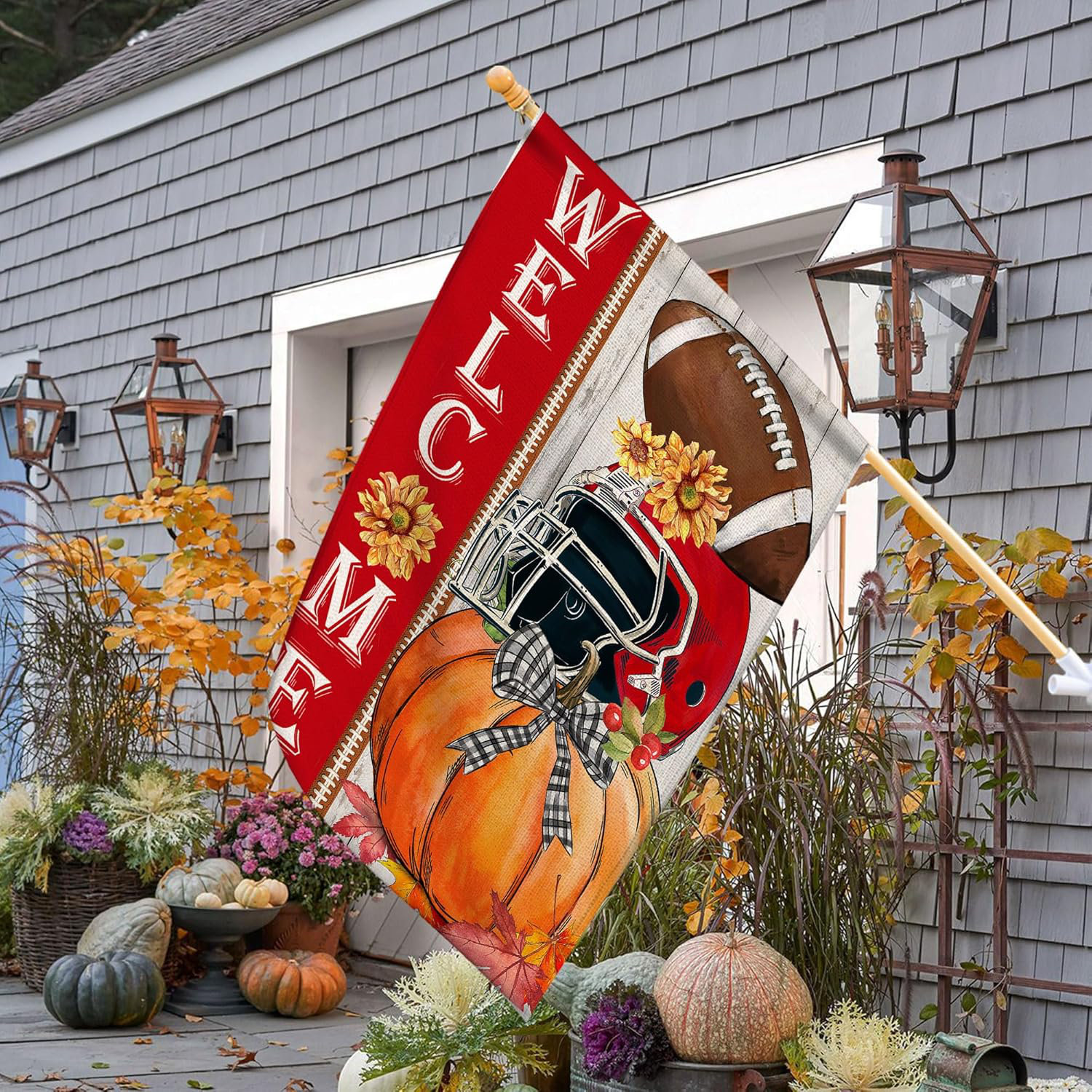 Arlmont & Co. Fall Flag 28X40 Double Sided, Welcome Fall Football House ...