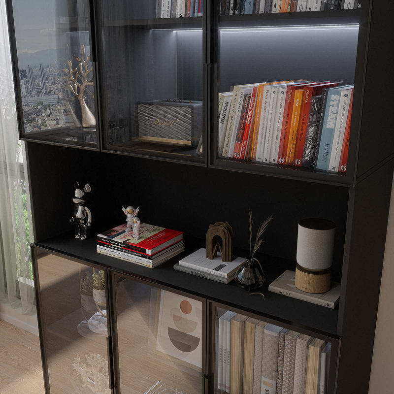 Latitude Run® 78.7 "H Display Cabinet with LED light, Bookcase with ...