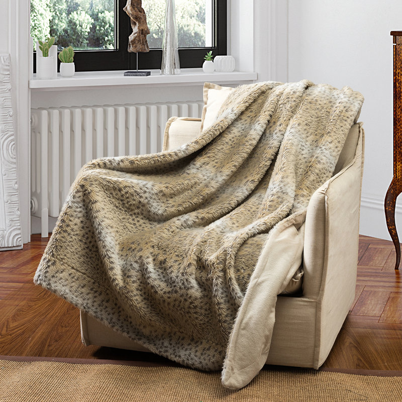 14 Karat Home Inc. Snow Leopard Leopard Faux Fur Throw & Reviews | Wayfair