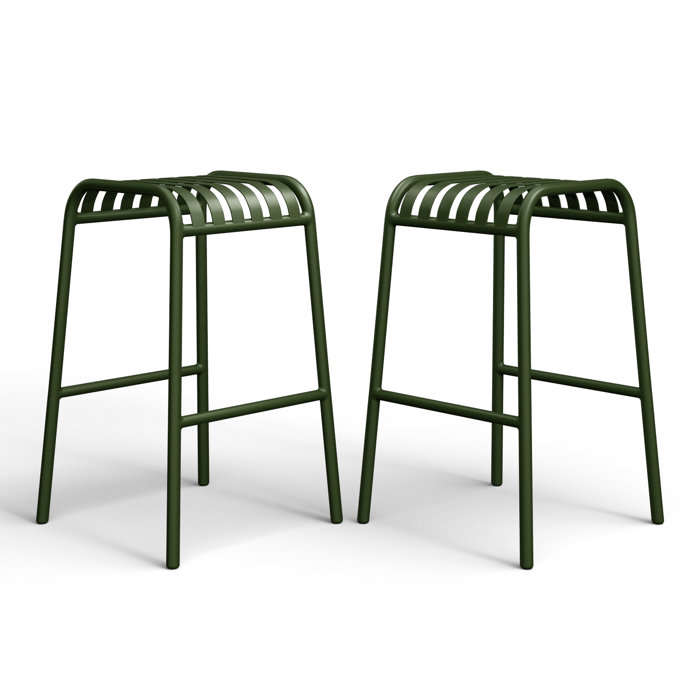 AllModern Abra Powder Coated Steel Outdoor 29.7'' Bar Stool | Wayfair