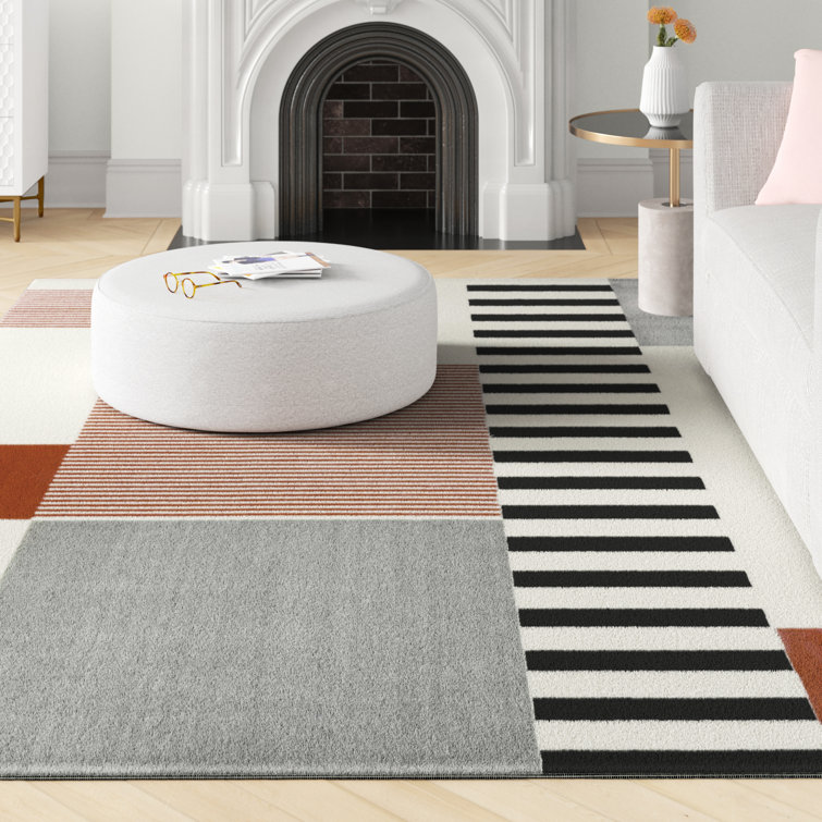 Wade Logan® Careese Burnt Orange/Ivory/Black/Gray Rug & Reviews | Wayfair