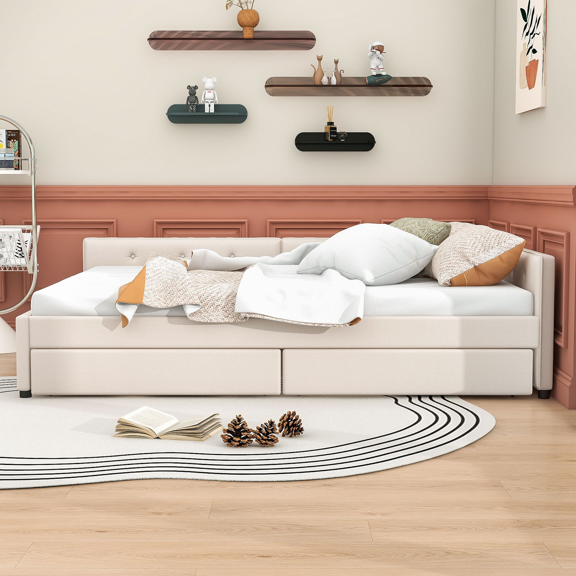 Latitude Run® Upholstered Daybed with Built-in USB Ports and Two ...