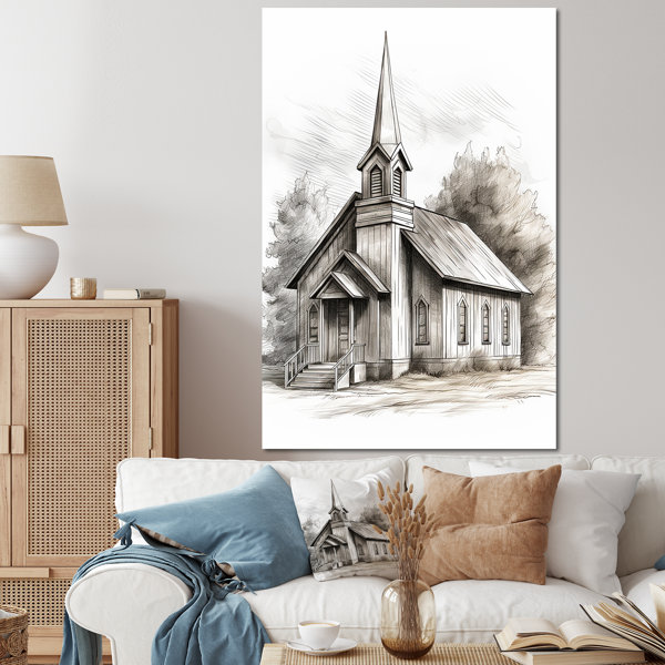 Ophelia & Co. Minimalist Grey Church Serenity - Church Wall Art | Wayfair