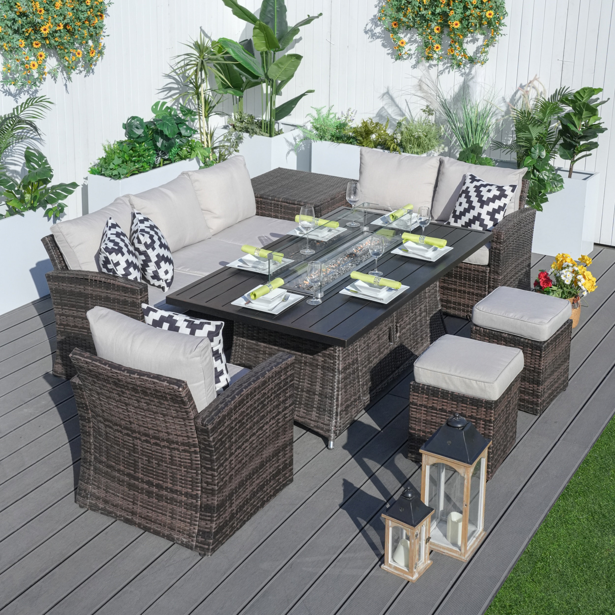 Red Barrel Studio® 7 Piece Rattan Multiple Chairs Seating Group with ...