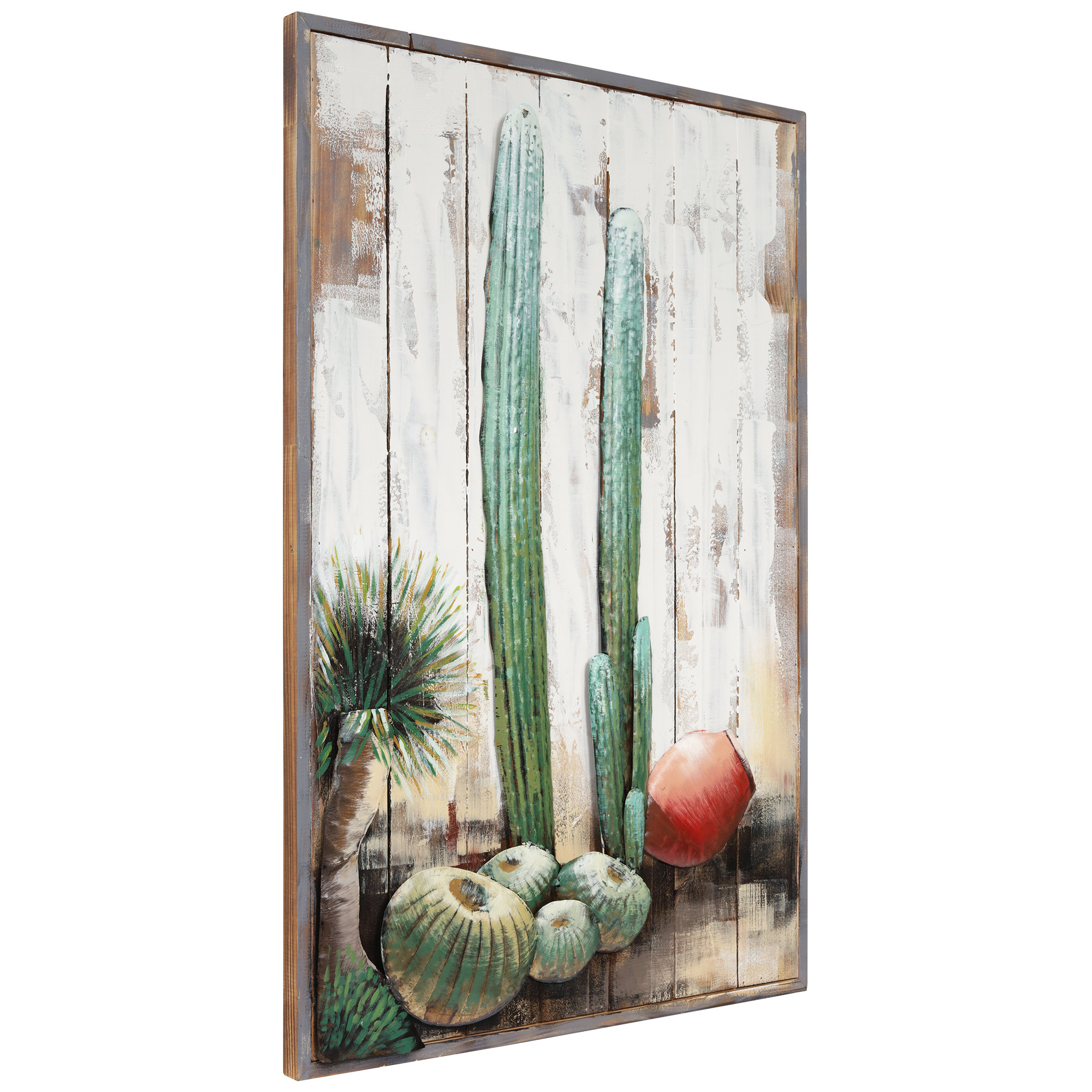 Union Rustic "Cacti" Metallic Rugged Wooden Blocks Wall Décor | Wayfair