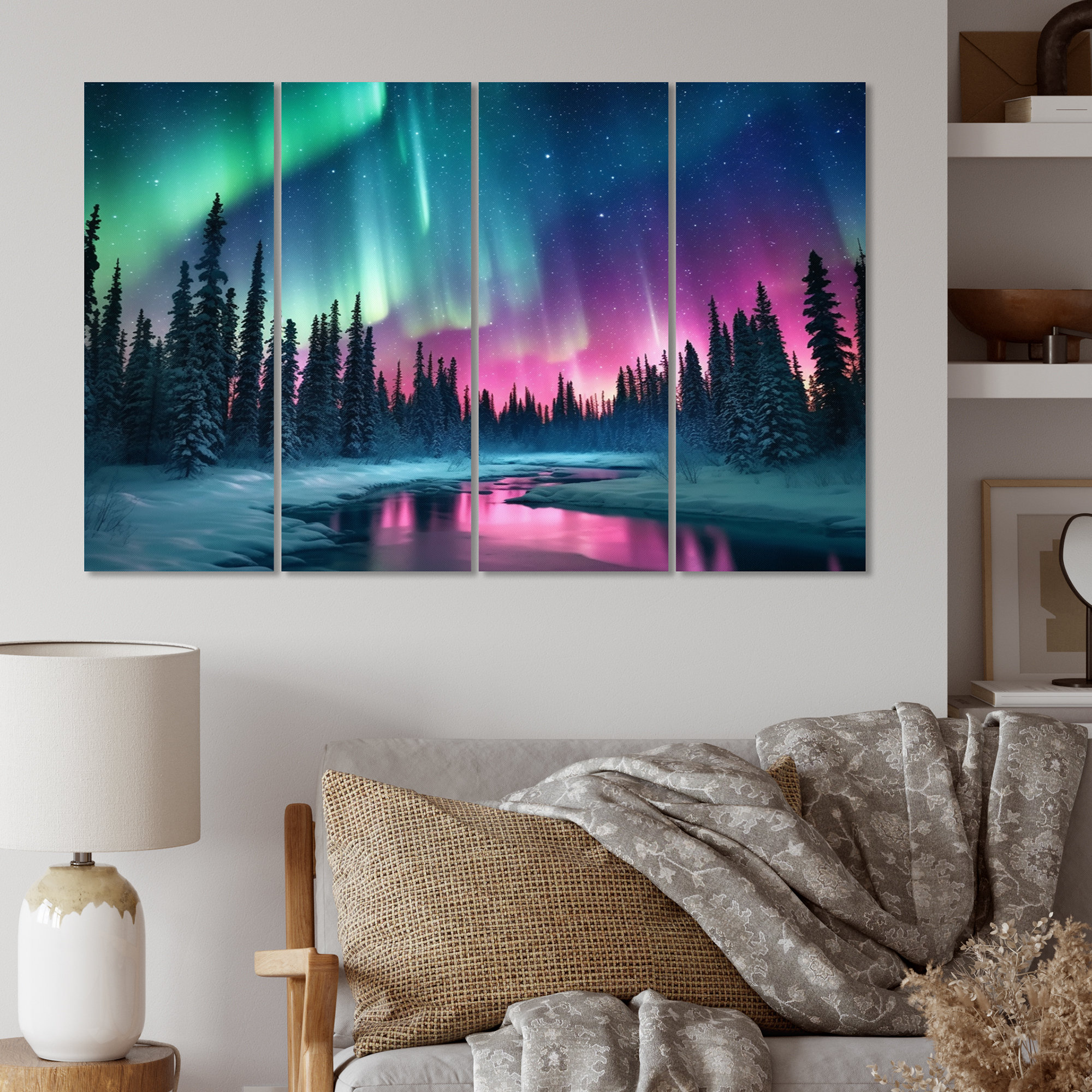 Design Art Northern Lights In Alaska II - Landscapes Metal Art Print ...