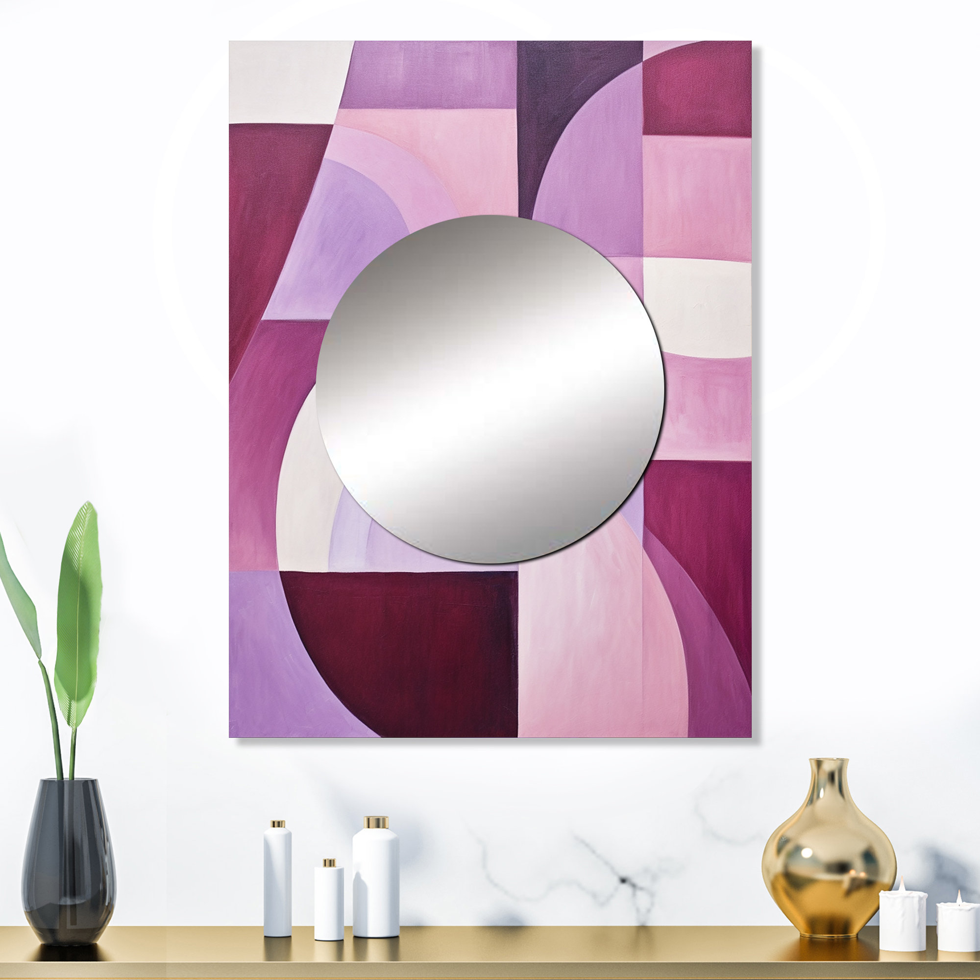 East Urban Home Mauve Motion Abstract Shapes - Abstract Shapes Mirror ...