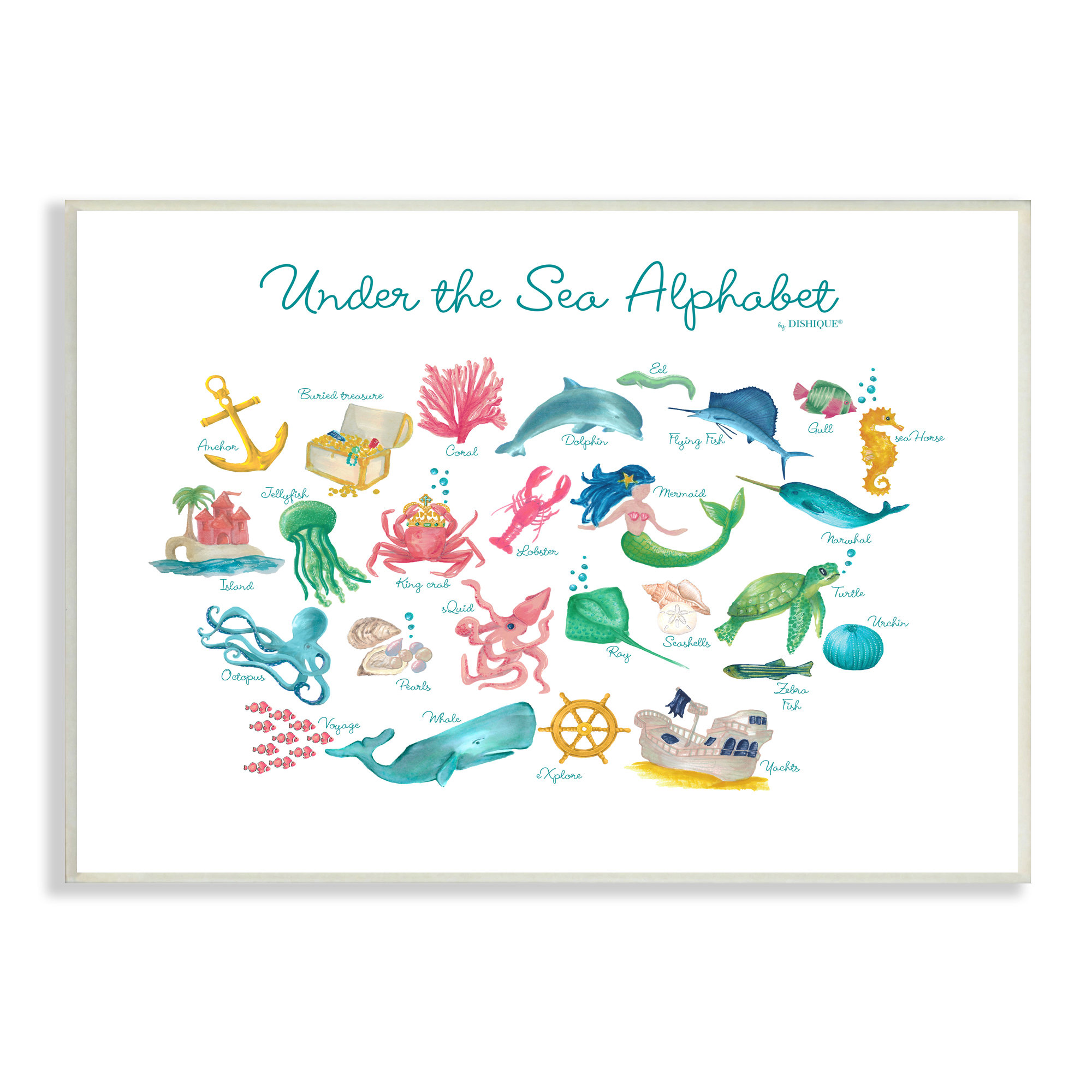Stupell Industries Under The Sea Educational Alphabet Sea Life Learning ...