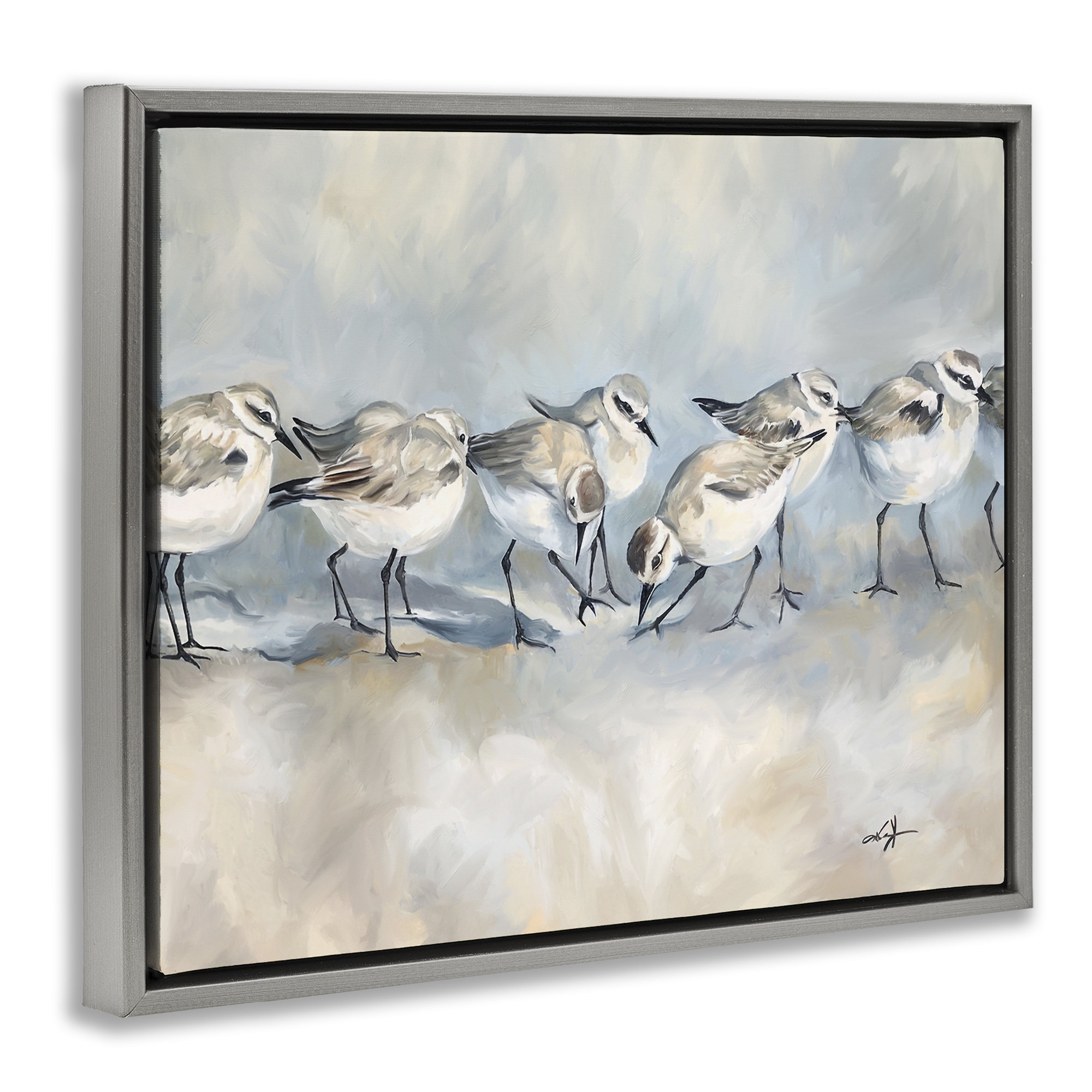 Highland Dunes Sandpiper Birds Mirage Floating Frame, design by Ramona ...